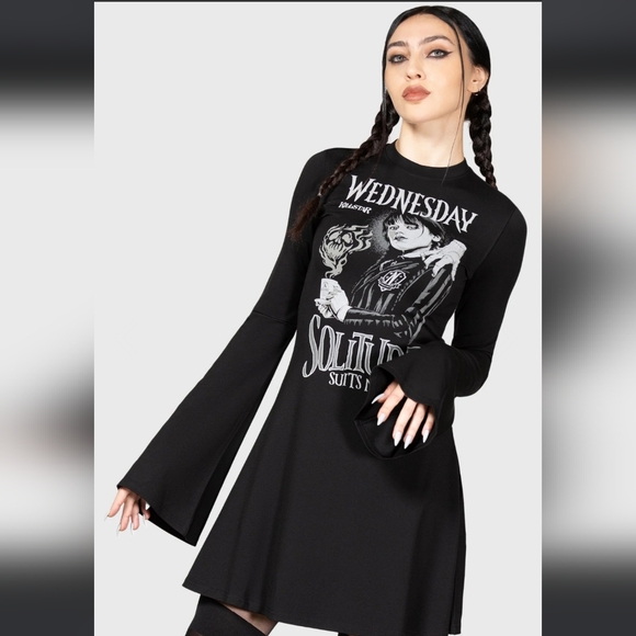 Killstar | Dresses | Nwt Killstar Wednesday Collab Long Sleeved Skater ...